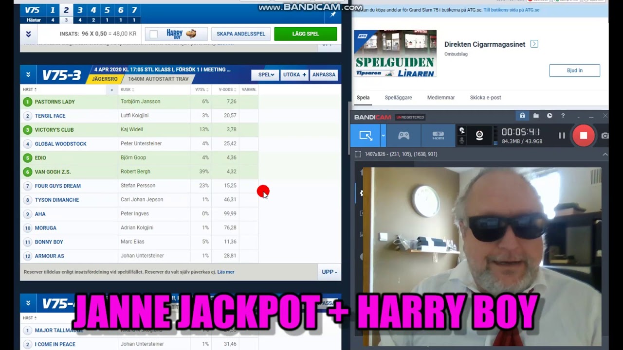 Janne Jackpot + Harry Boy V75 Jägersro - YouTube
