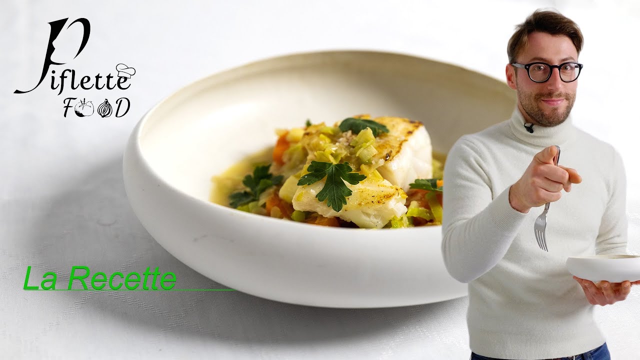 Pavé de Lieu noir, fondue de poireaux et carottes jus aux épices ...