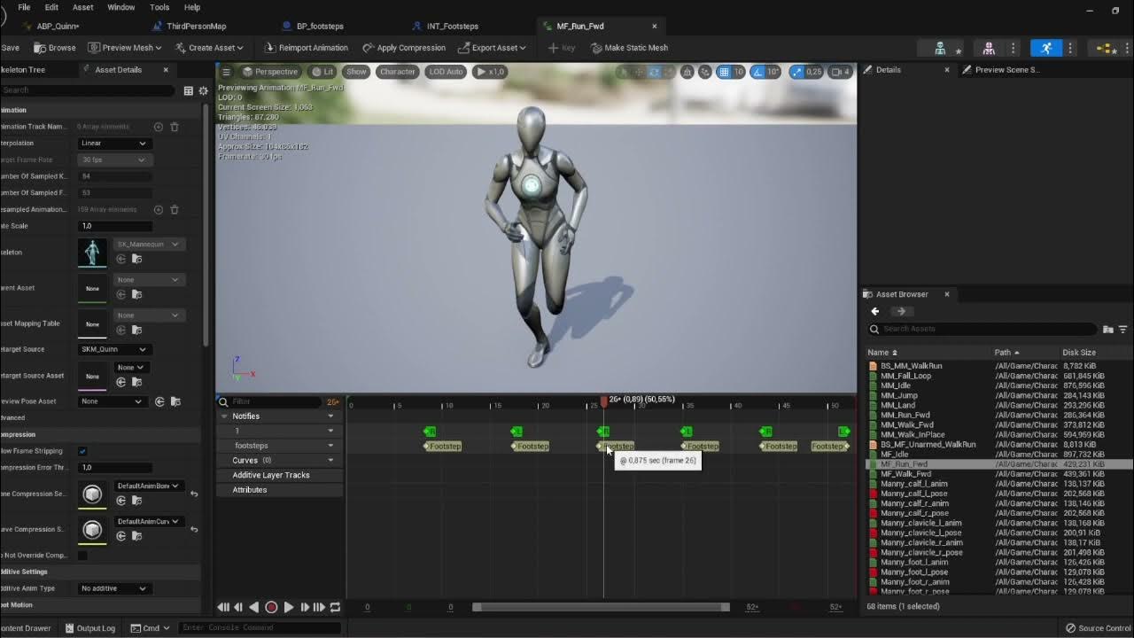 Unreal 5 footsteps implementation with trigger box - YouTube