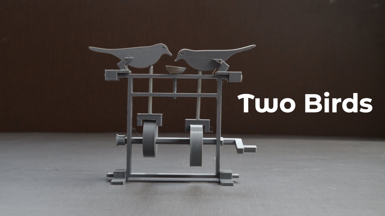 Two Birds - Automata Toy - 3D Printed and designed in FreeCAD - YouTube