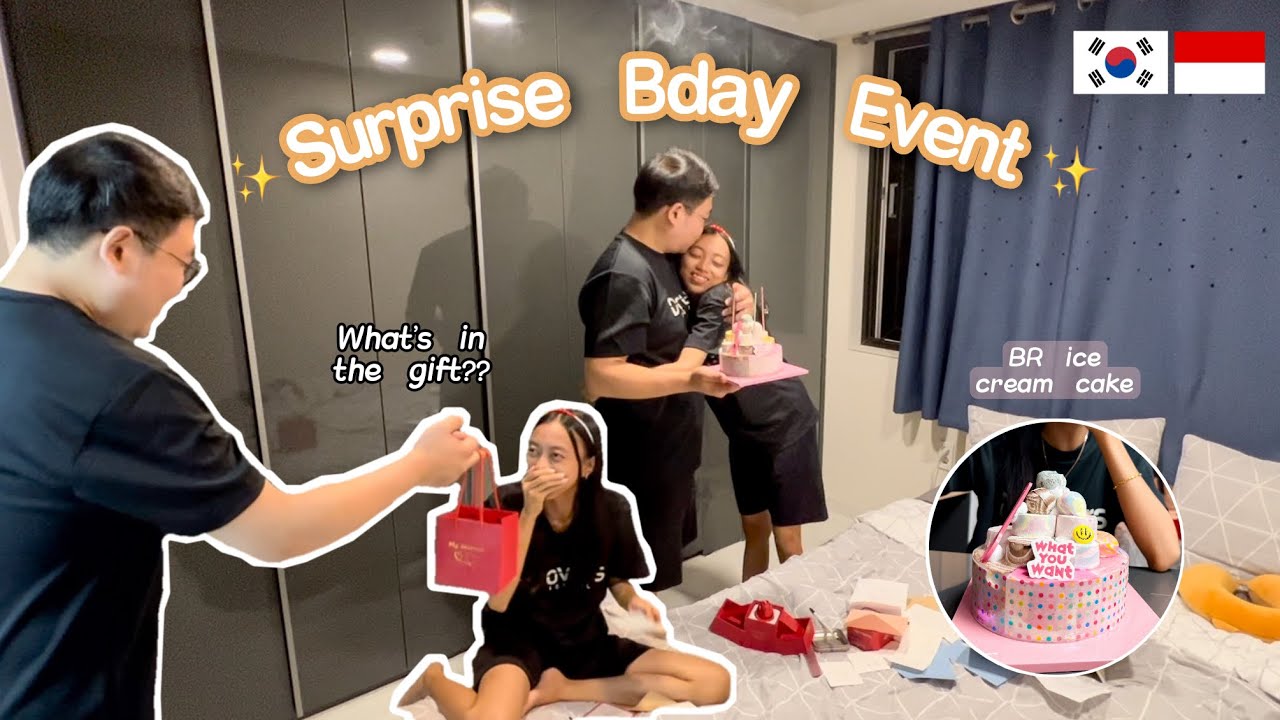 Korean Boyfriend give me surprise Bday event, present, cake🎁 so ...
