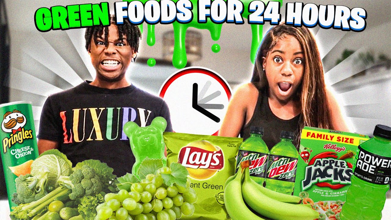 WE ONLY ATE GREEN FOODS FOR 24 HRS!!! - YouTube