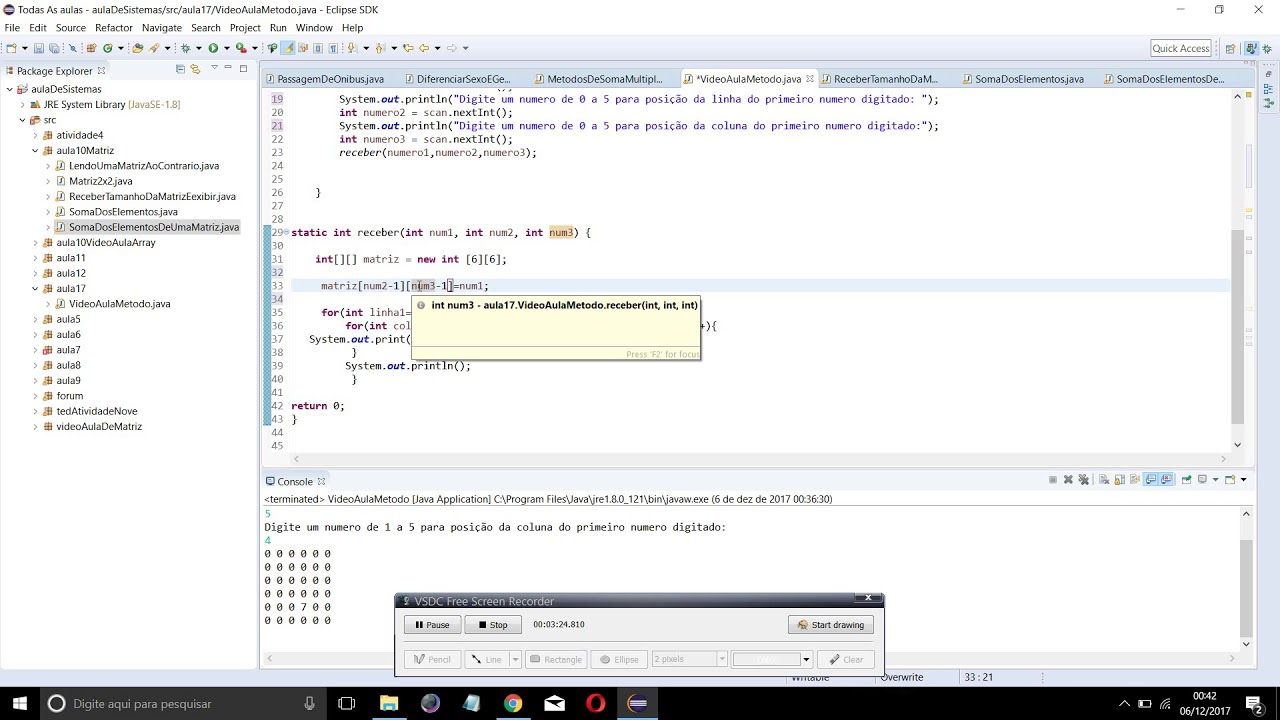 Vídeo Aula de Java - Como criar uma matriz utilizando dois métodos - YouTube