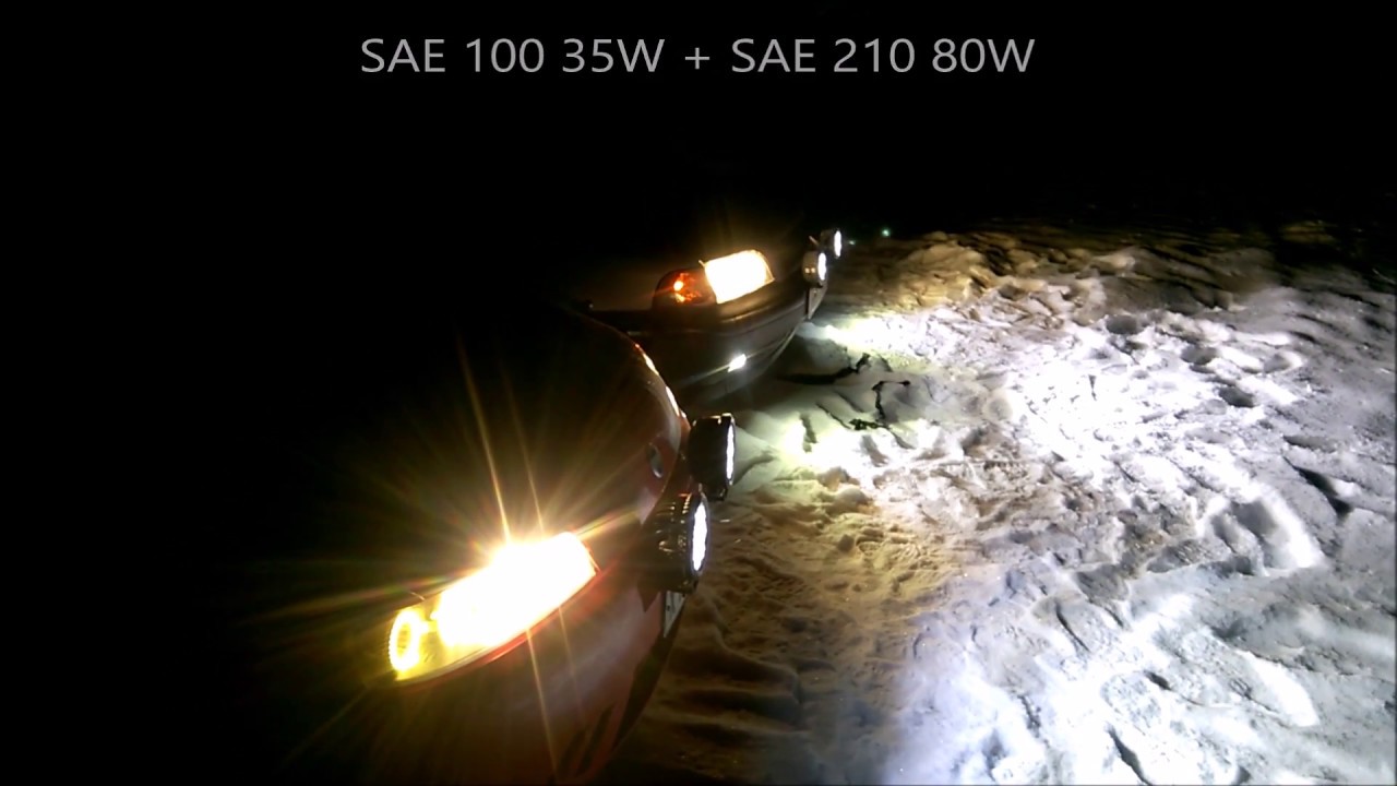 SAE 100 35W vs SAE 210 80W LED Driving Lights Lisävalot - YouTube