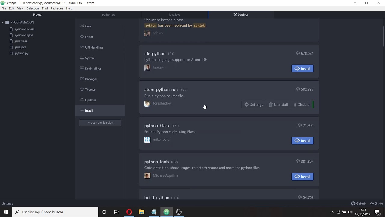 Configurar Atom para java y python 2020 - YouTube