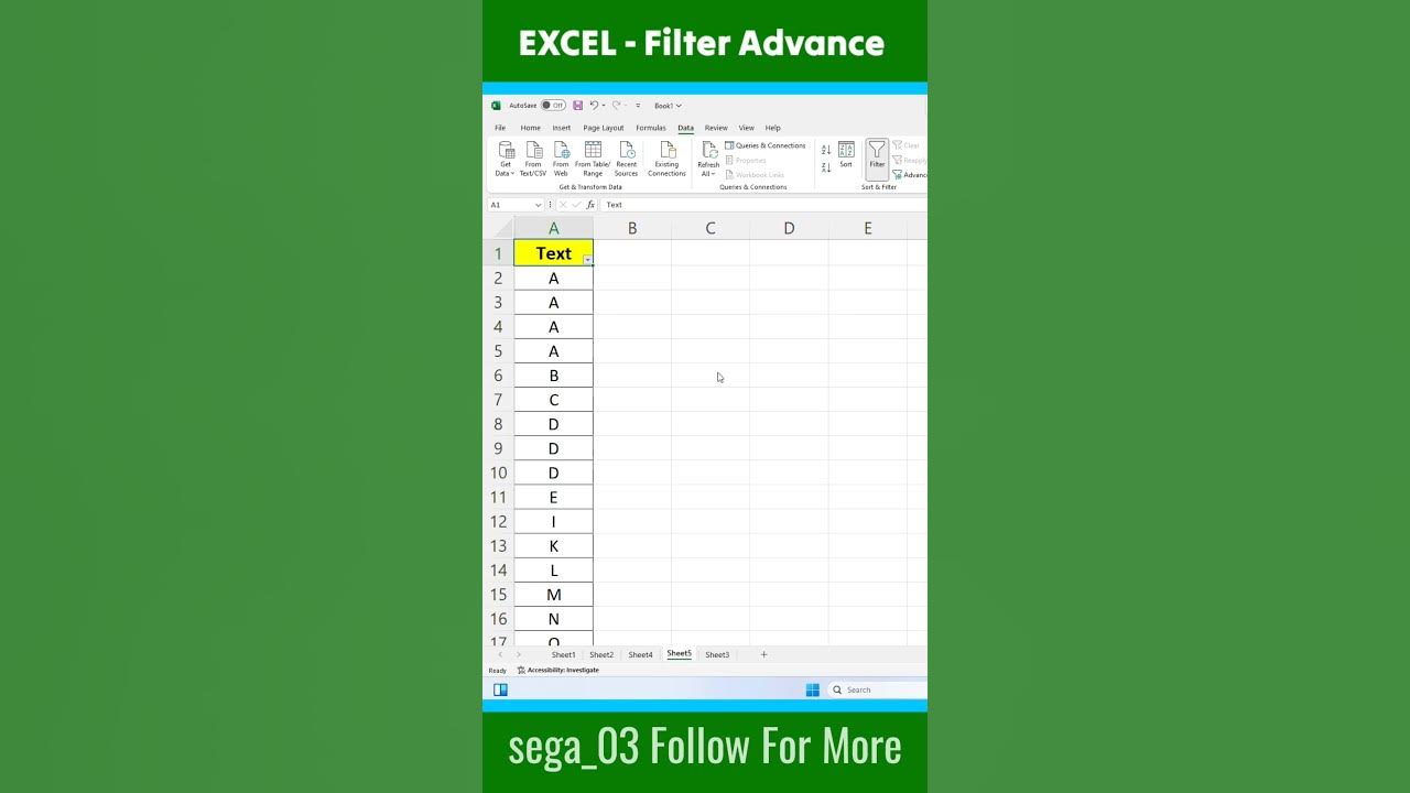 Advance Filter in Excel #newexcel #exceltech - YouTube