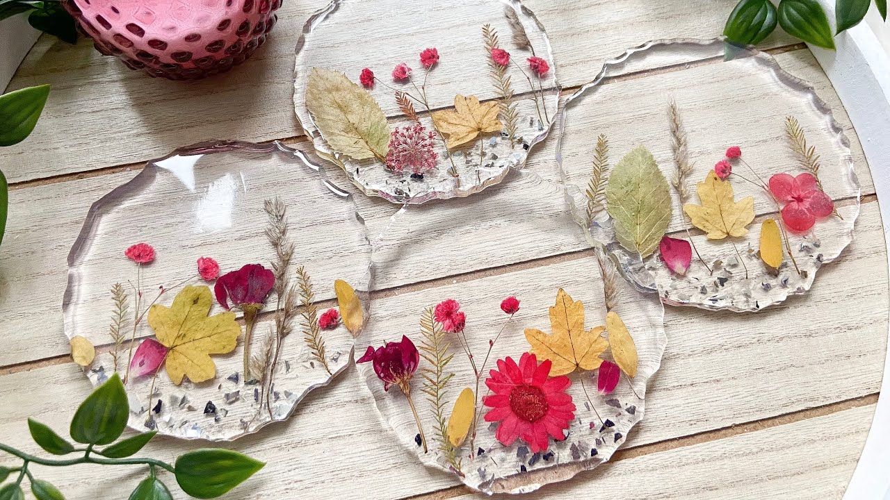 Beautiful Resin Coasters With Fall Leaves & Flowers - YouTube