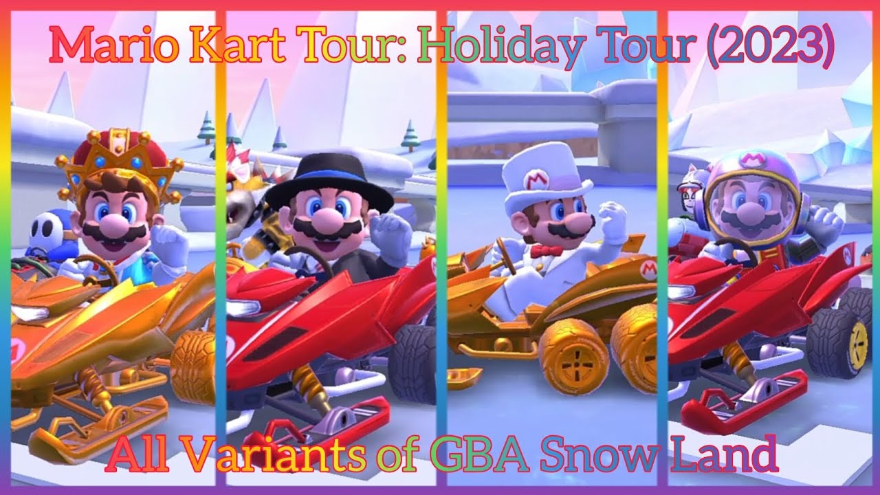 All Variants of GBA Snow Land with 4 Majestic Marios | Mario Kart Tour ...
