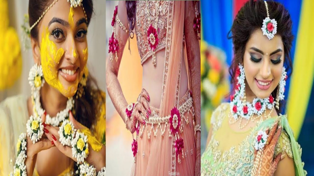 Latest flower jewellery for haldi ceremony||Haldi jewellery||Flower ...