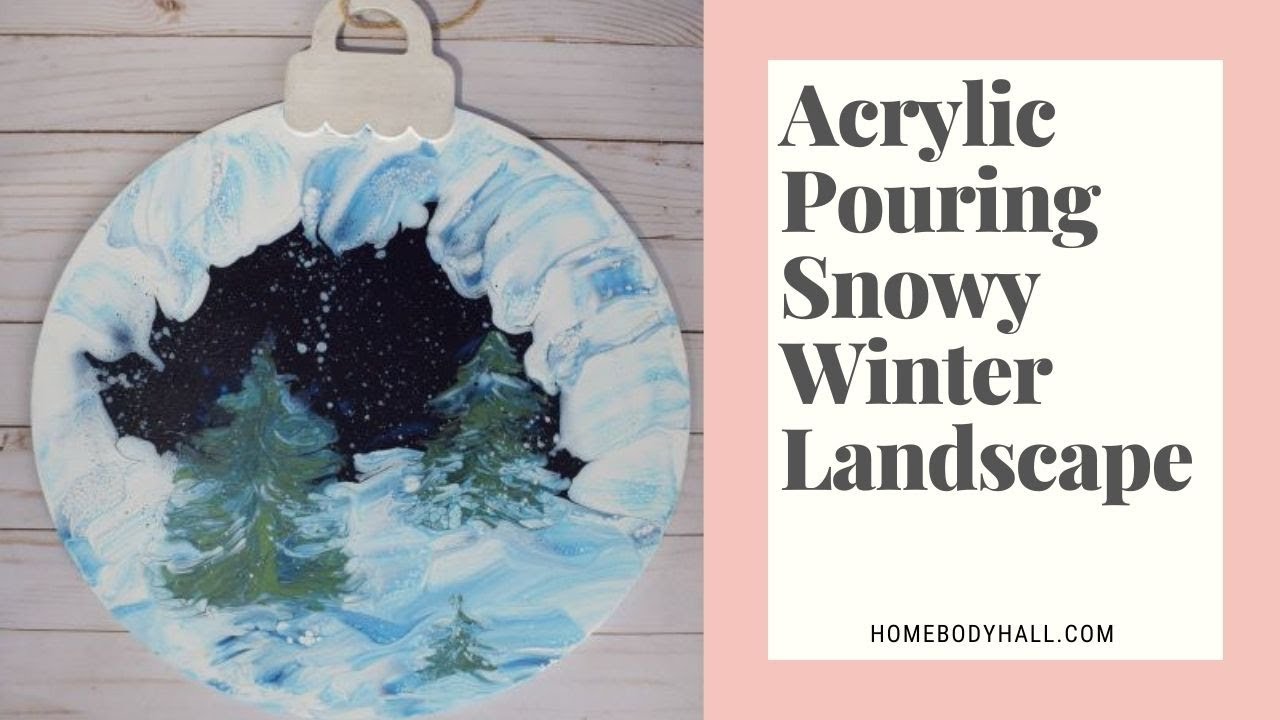 How to Paint Snow with Acrylic Pouring - Winter Snowy Landscape - YouTube