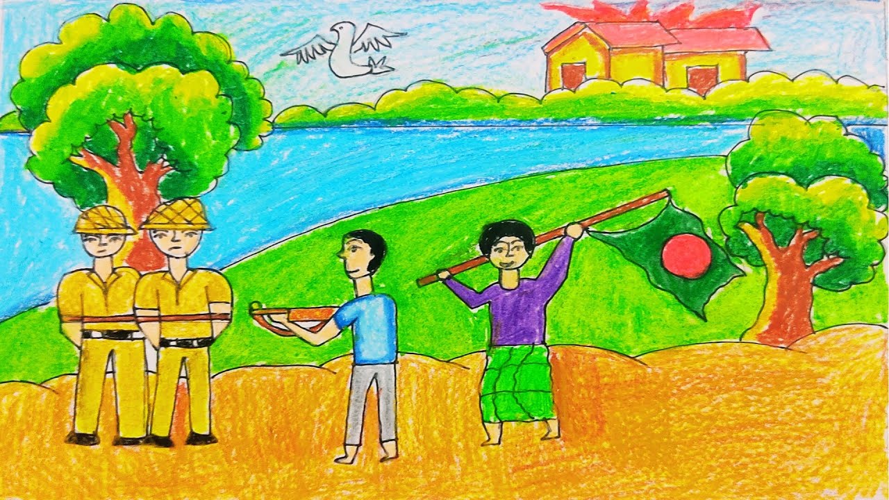 Victory day drawing easy || bijoy dibosh drawing easy || বিজয় দিবসের ...