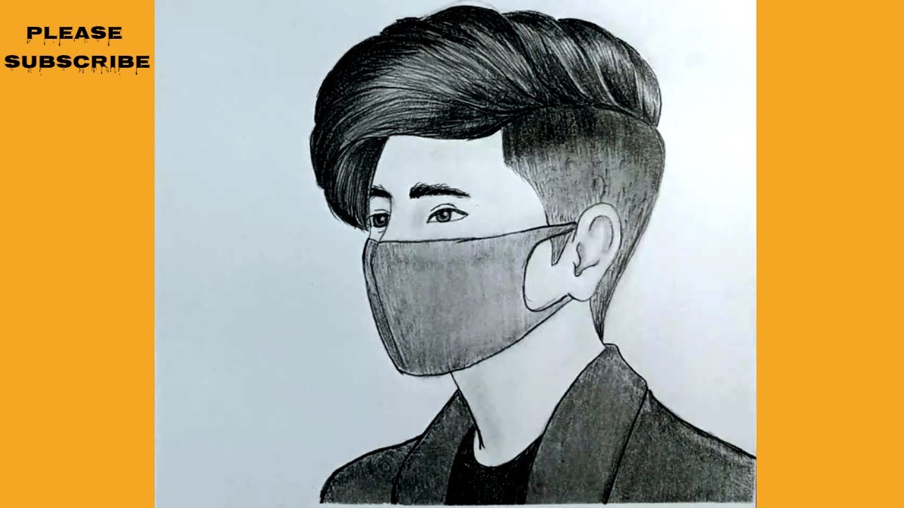 How to Draw a Boy with a Mask for Beginners-A step by step Tutorial ...