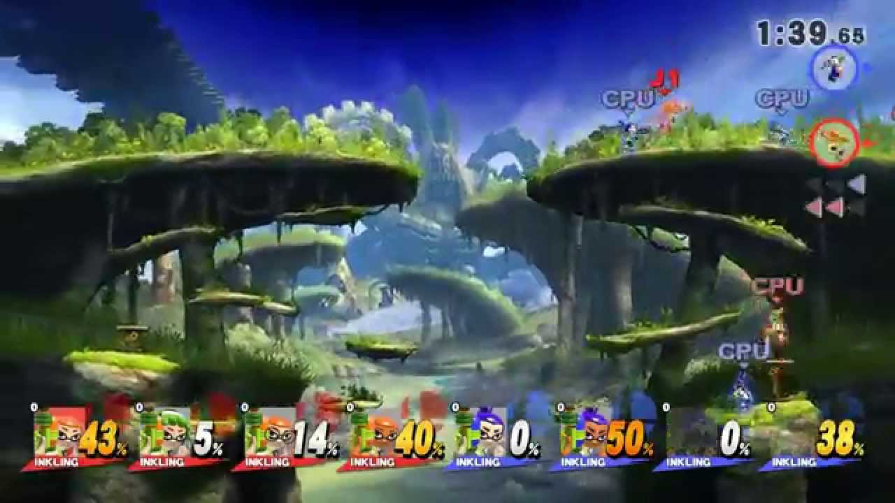 Splatoon Battle In SSB4 - Inkling battle 4 vs 4 - YouTube