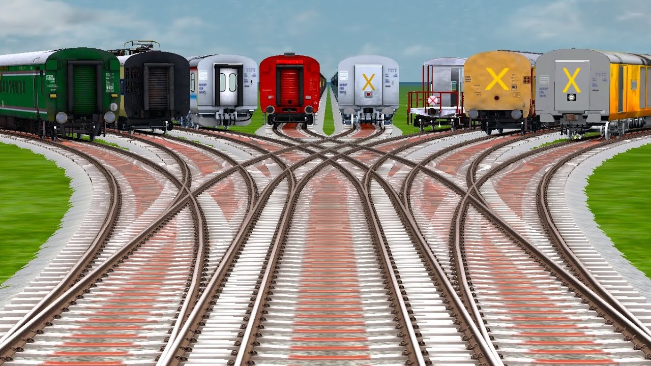 Eight Indian Train Gates🚏Crossing On Bumpy Branched Railroad Tracks ...