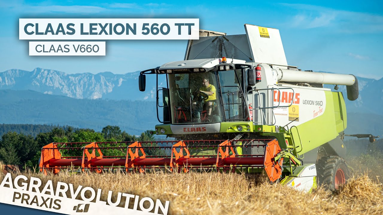 Claas Lexion 560 TT + V660 • harvesting barley | Agrarvolution Praxis ...
