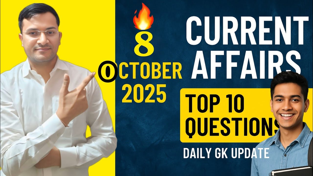 08 October current affairs important question #currentaffairs - YouTube