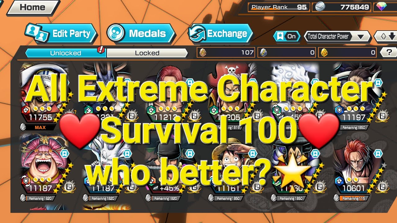 All Extreme Characters Survival 100 Gameplay One Piece Bounty Rush ...