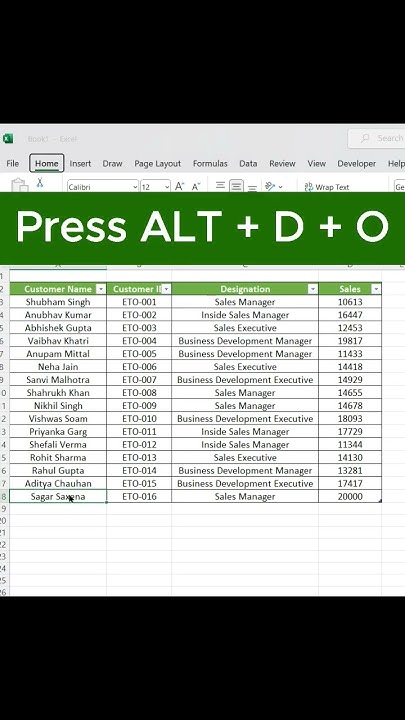 Activate Automatic Data Entry Form In Excel Using Alt D O Shortcut Excel Data Entry Tricks