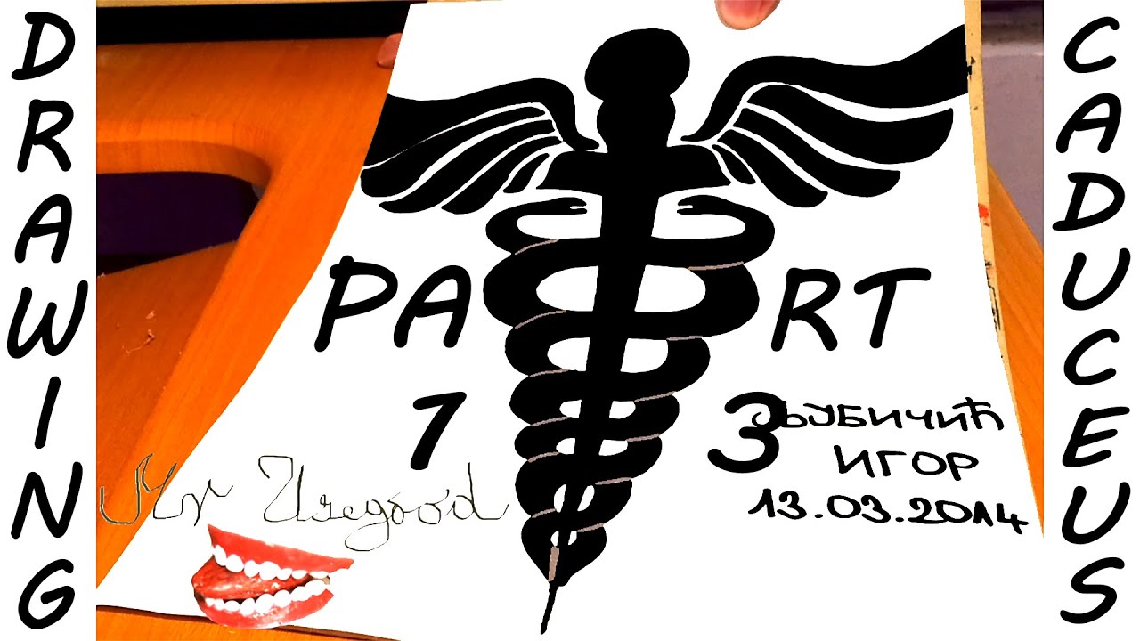 How to Draw CADUCEUS Logo Step by Step EASY and color on paper ...