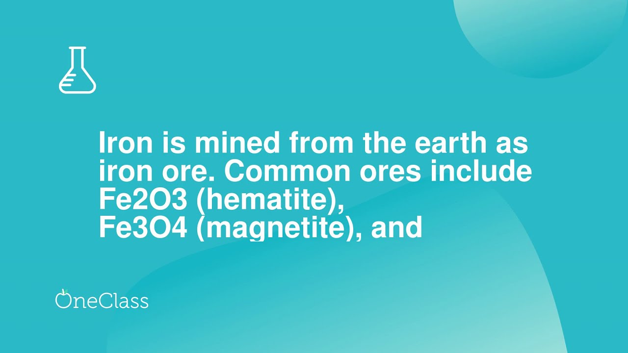 Iron is mined from the earth as iron ore. Common ores include Fe2O3 ...