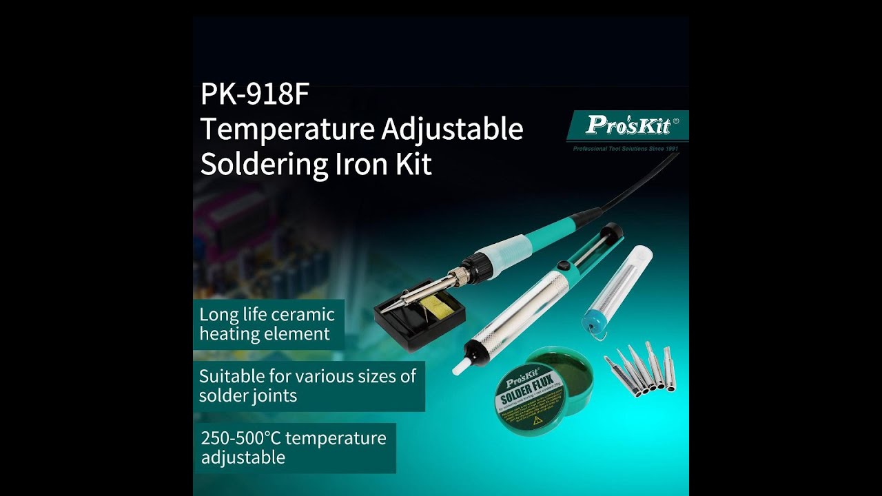 Pro'sKit Temperature Adjustable Soldering Iron Kit PK-918F #寶工 #16W # ...