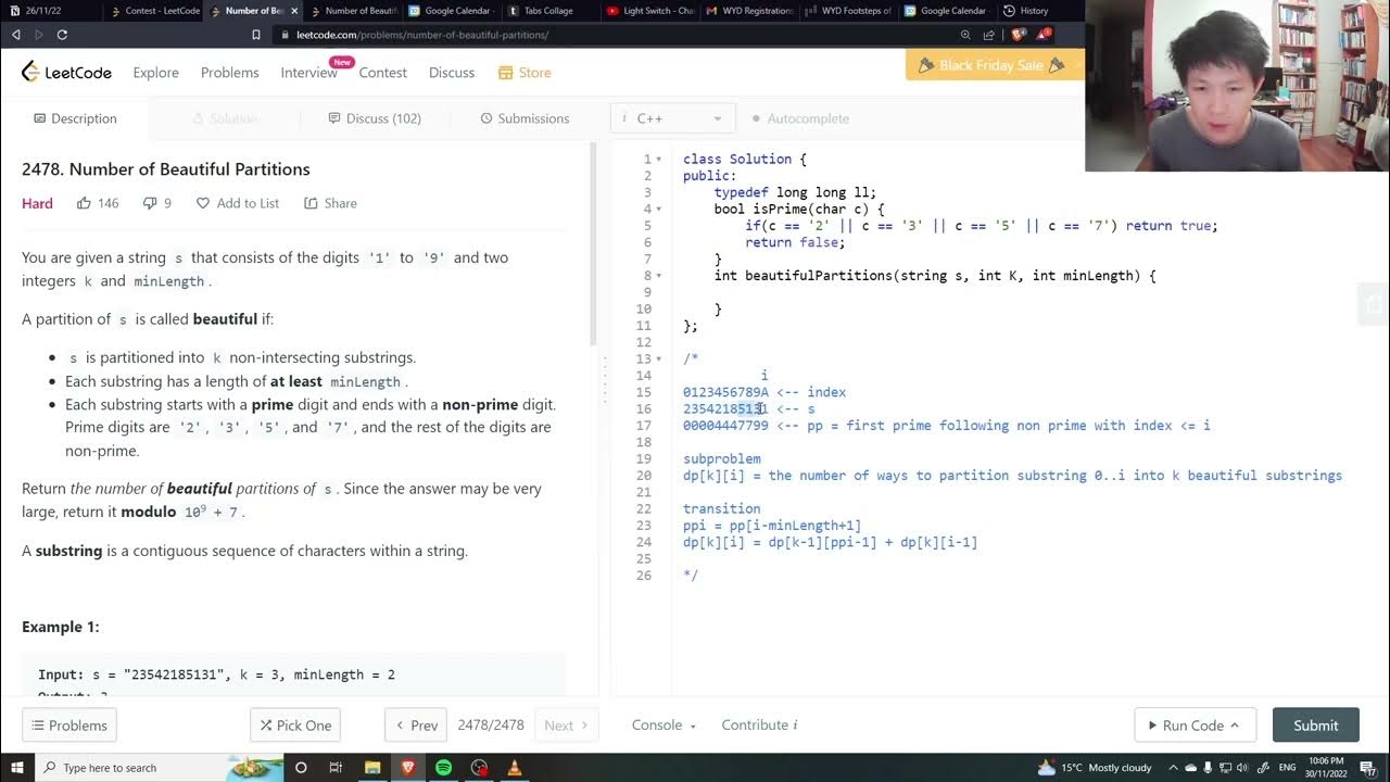 2478. (Hard) Number of Beautiful Partitions (Day 93) - YouTube