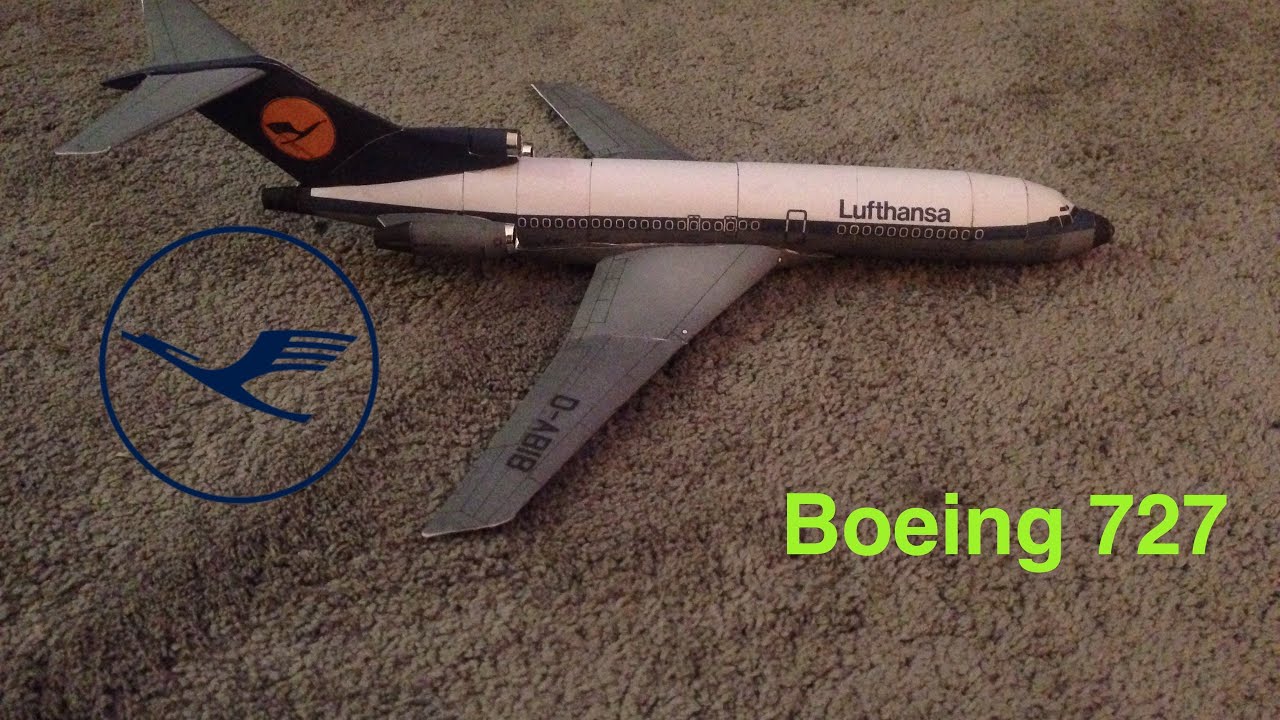 Papercraft Lufthansa 727-200 - YouTube