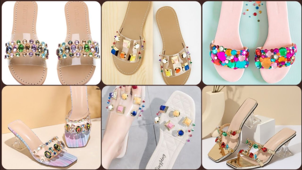 Latest Trendy Embellished Flat Leather Women Sandals | Handmade Jeweled ...