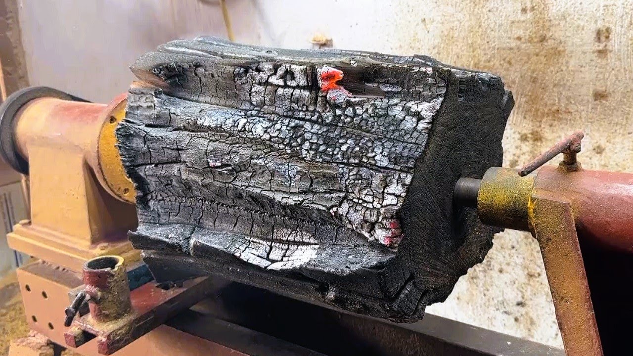 Wood Turning || Turn a Burning Piece of Wood Into a Work of Art - YouTube