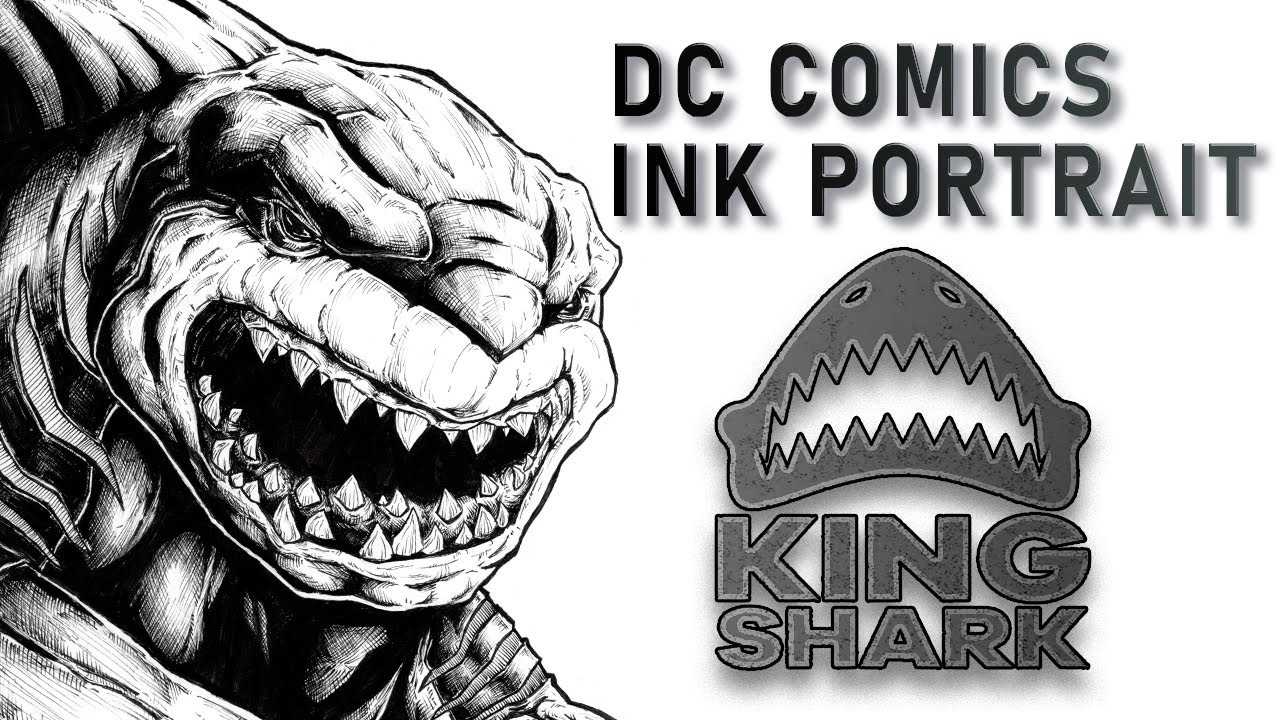 Drawing King Shark - DC Comics INK PORTRAIT - YouTube