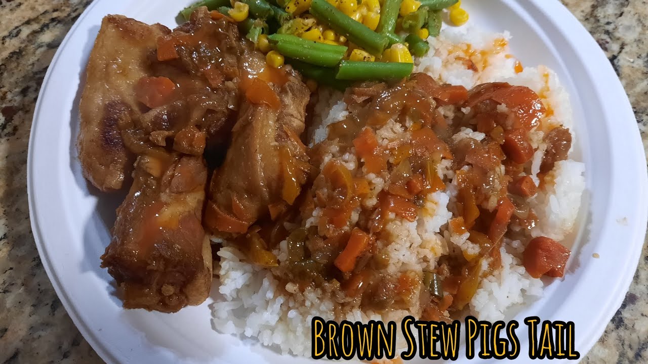 Brown Stew Pigs Tail. #dinner - YouTube