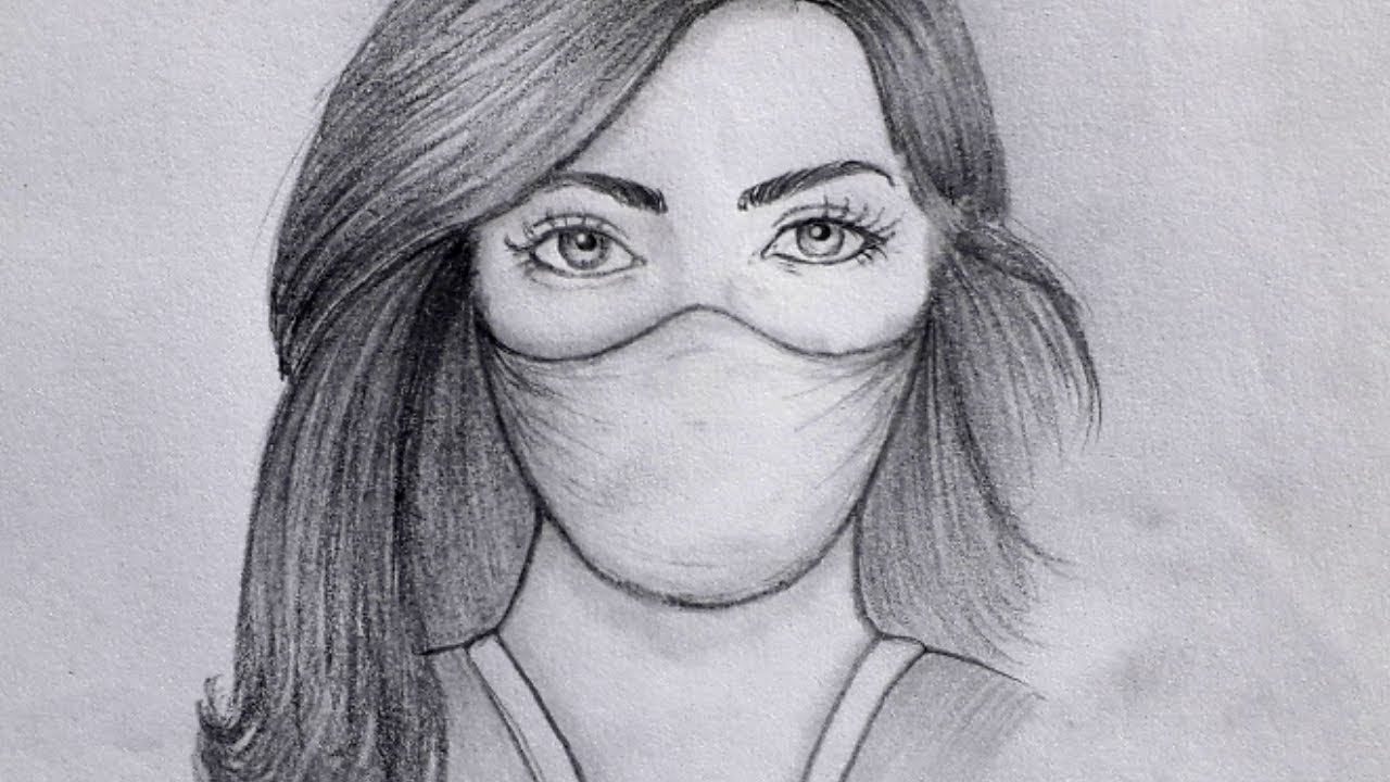 Corona virus awareness drawing/girl using mask drawing easy - YouTube