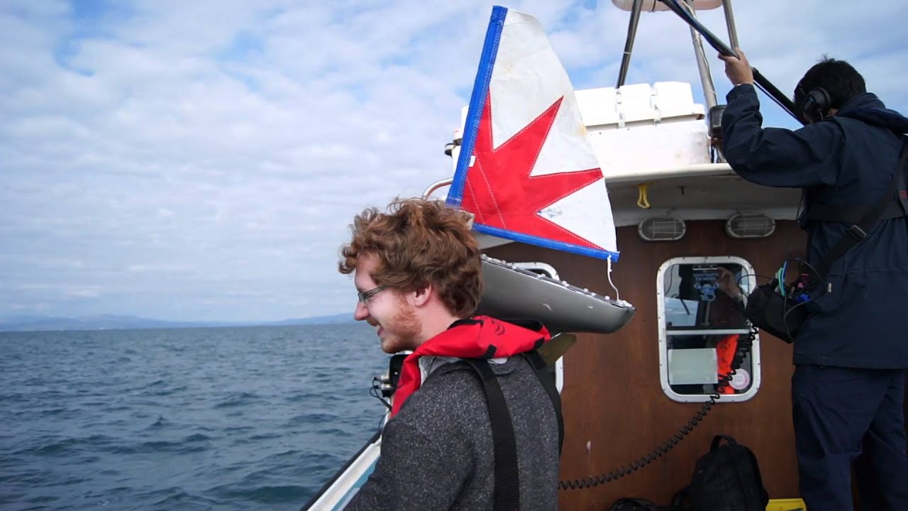 Launching a Miniature Sailing Robot at Sea - YouTube