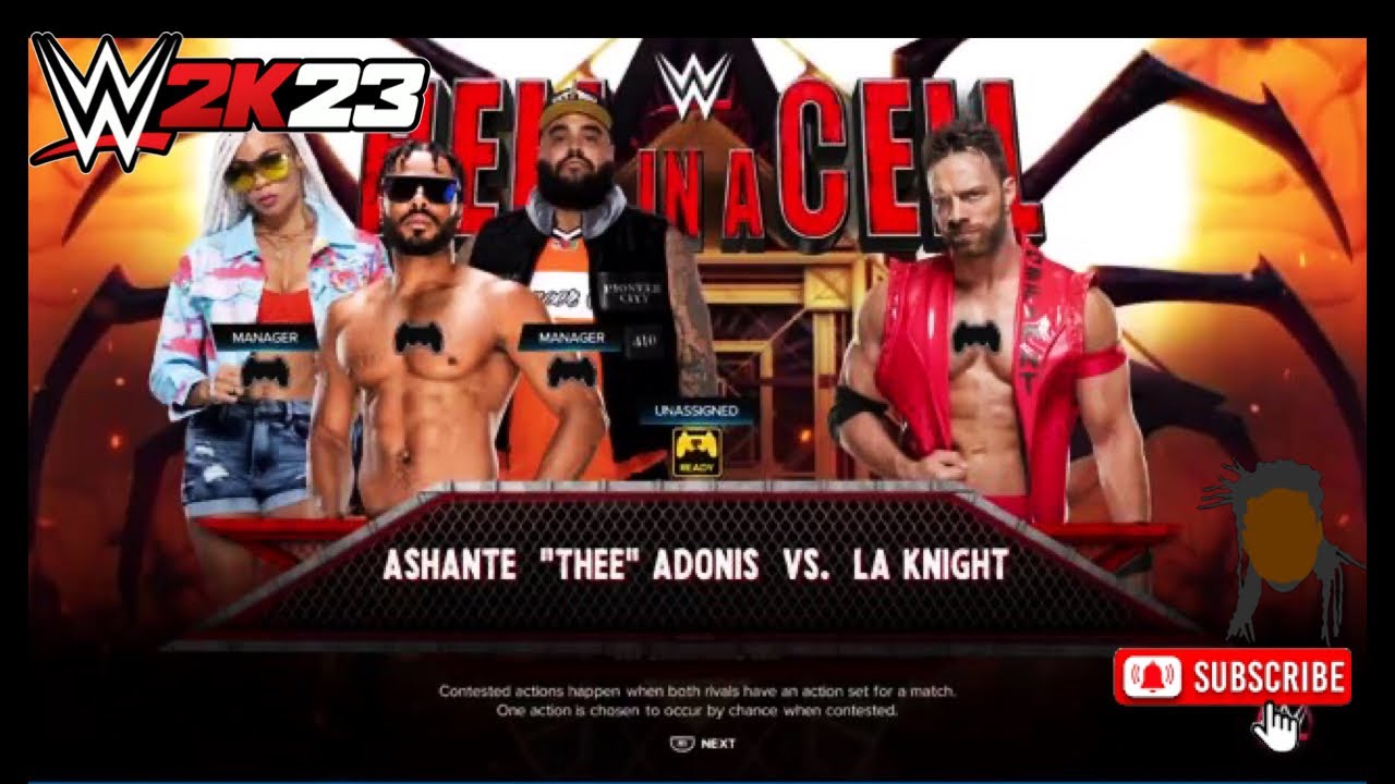 WWE2K23- Ashante “Thee” Adonis(Hit Rows)🎙️vs LA Knight♟ - YouTube