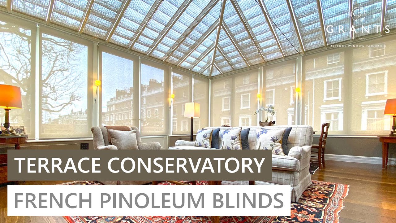 London Terrace Conservatory - French Pinoleum Blinds and Screen Roller ...