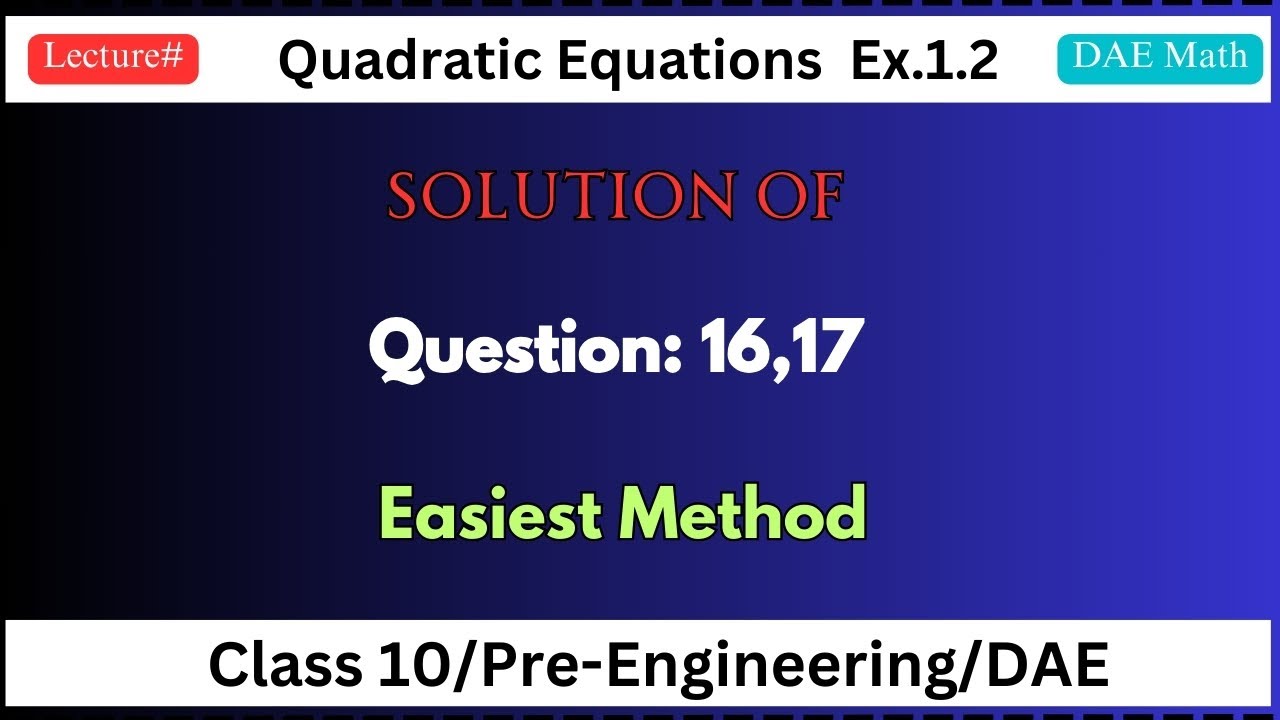 Completing the square|completing Square method|Quadratic Equations|DAE ...