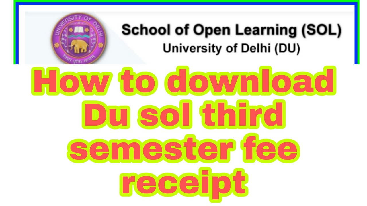 How to download Du Sol third semester fee receipt - YouTube