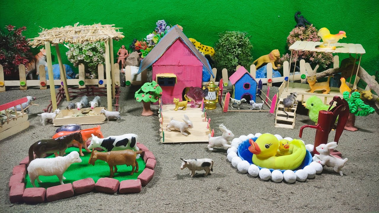 Diy How to build mini Cowshed science project | cow washing idea with ...