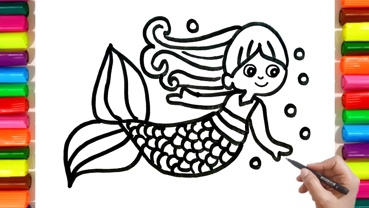 Mermaid Drawing, Colouring and Painting for kid's & Toddlers | Let's ...