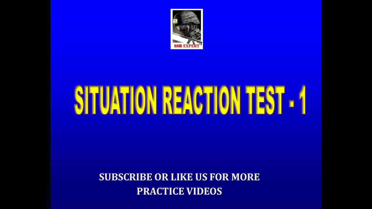 Situation Reaction Test in SSB II SRT Practice Test for SSB Interview ...