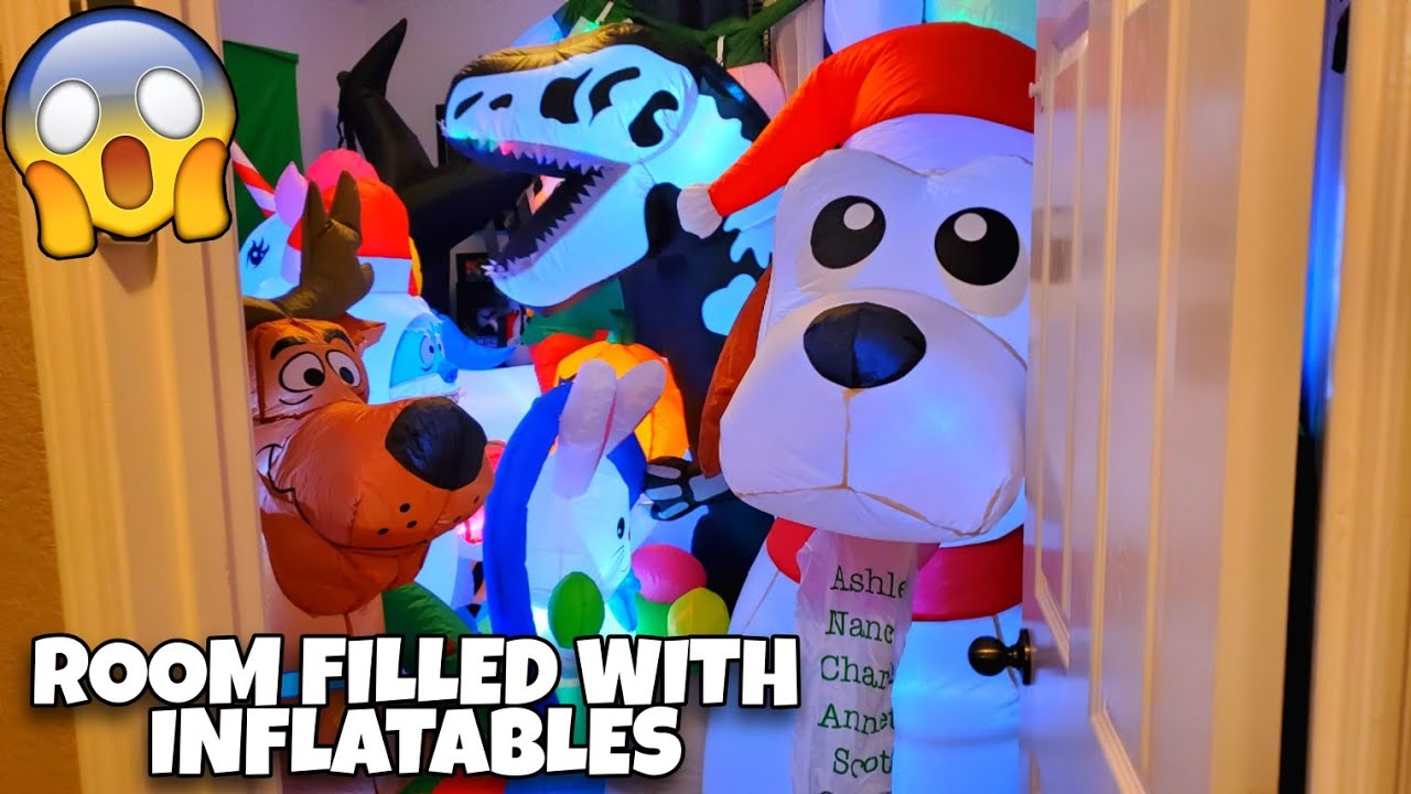 Inflatable Room INVASION! We Filled A Room With INFLATABLE DECORATIONS ...
