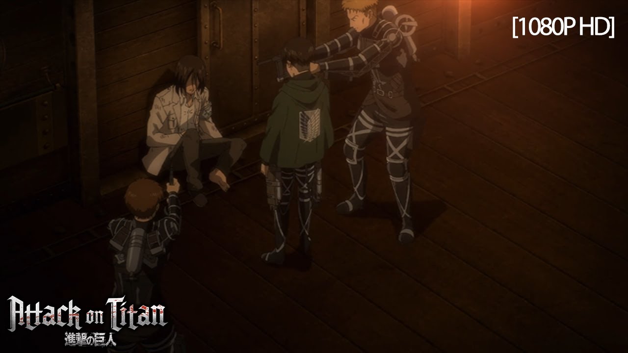 Levi kick Eren in front of Mikasa 私たちの前でレビキックエレン - YouTube