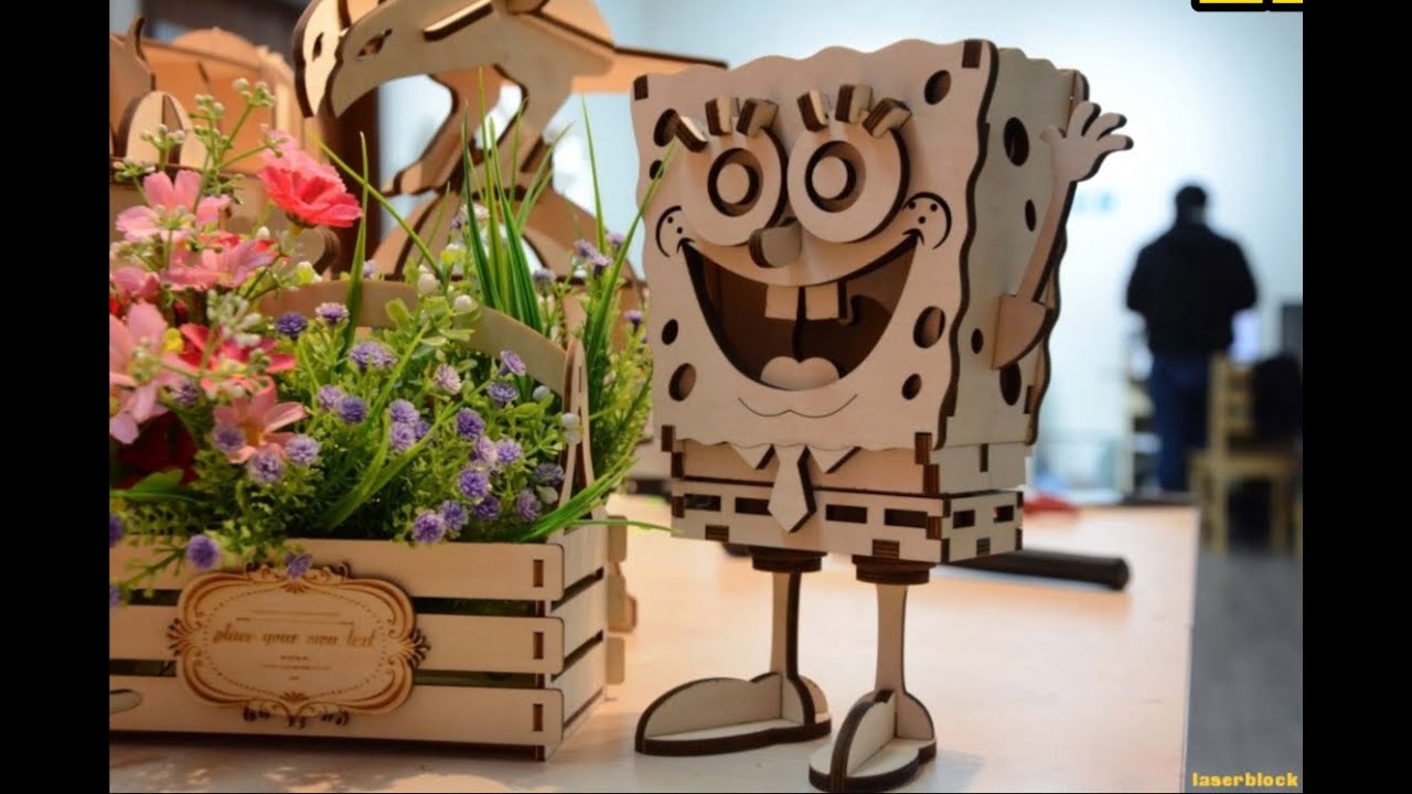 Make SpongeBob SquarePants with ZBAITU 20W Dual Fan Laser Module and 80*80cm Laser Cutting ...