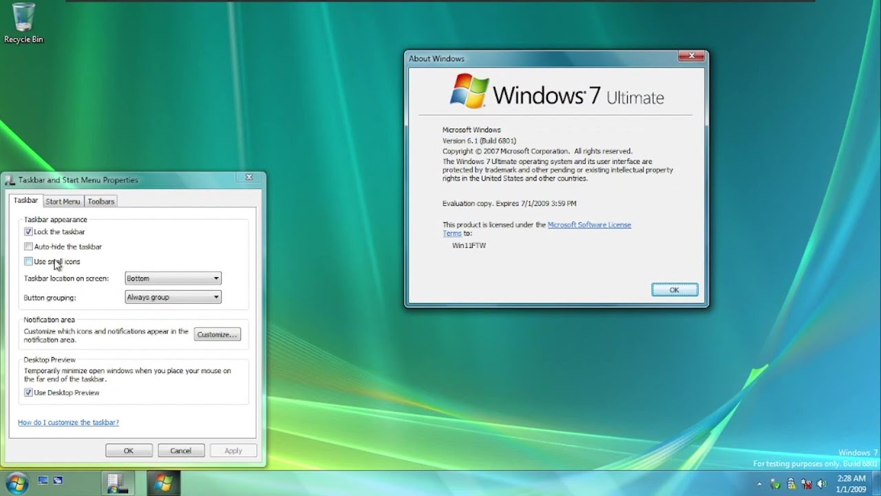 Windows 7 Build 6801 - SuperBar + Boot Screen - YouTube