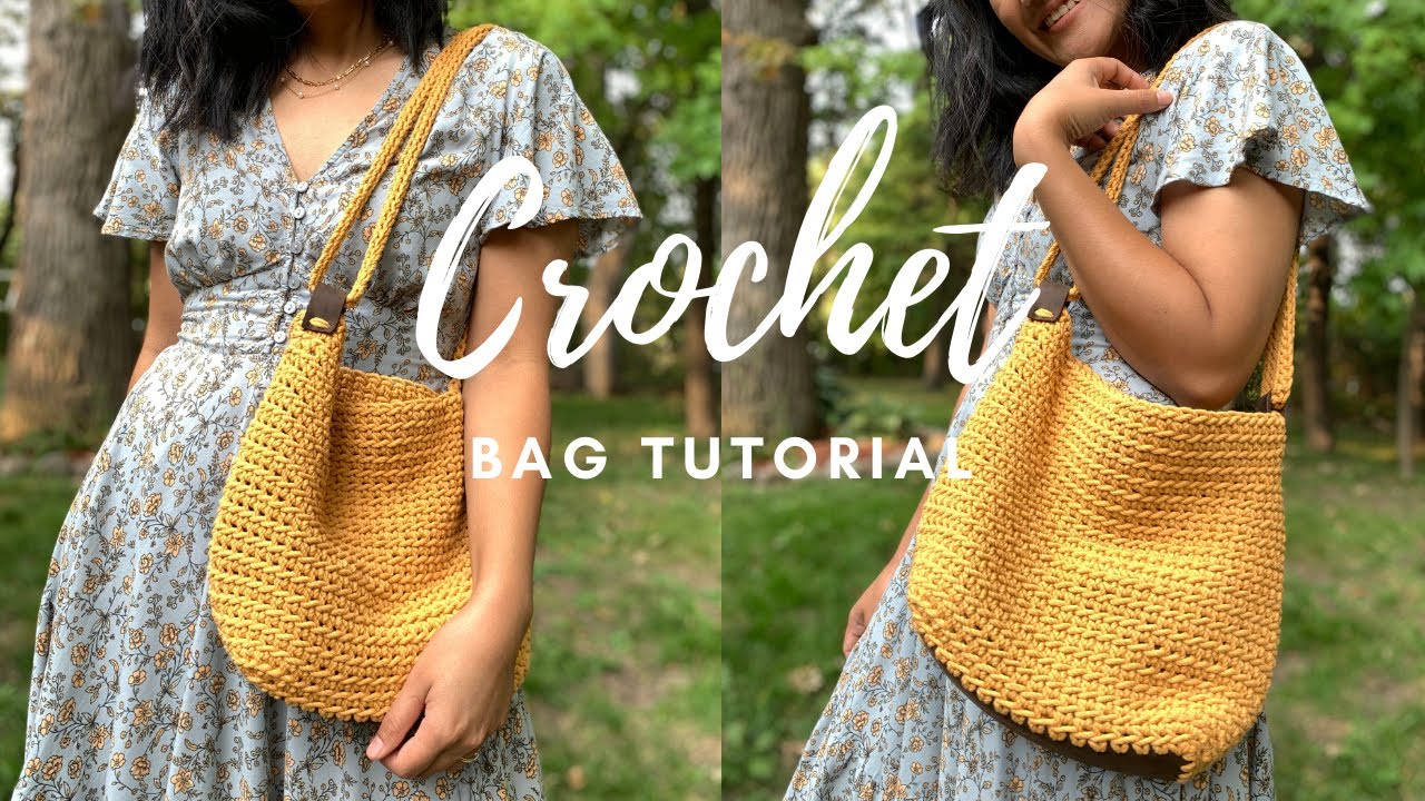 Crochet with leather/DIY Crochet Easy crochet handbag tutorial Free ...