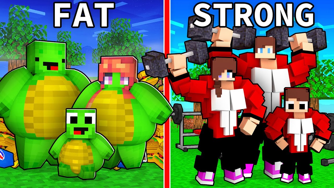 FAT Mikey's Family vs STRONG JJ's Family Battle - Minecraft Animation ...