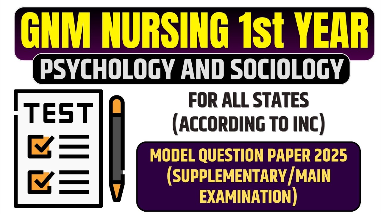 GNM 1st Year Psychology and Sociology Model Question Paper - 2 // GNM ...