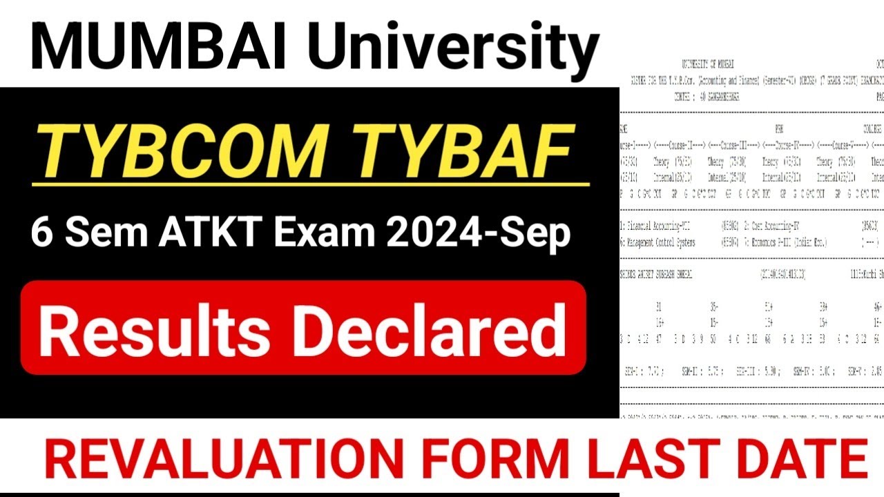 TYBCOM result Declared 2024 Exam | Mumbai University TYBCOM 6 Sem ATKT ...