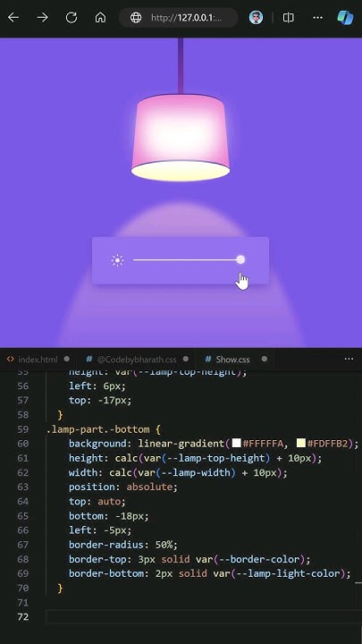 Day 030 🥶 Css Lamp With Slider Control Coding Webdevelopment Frontend Cssanimation