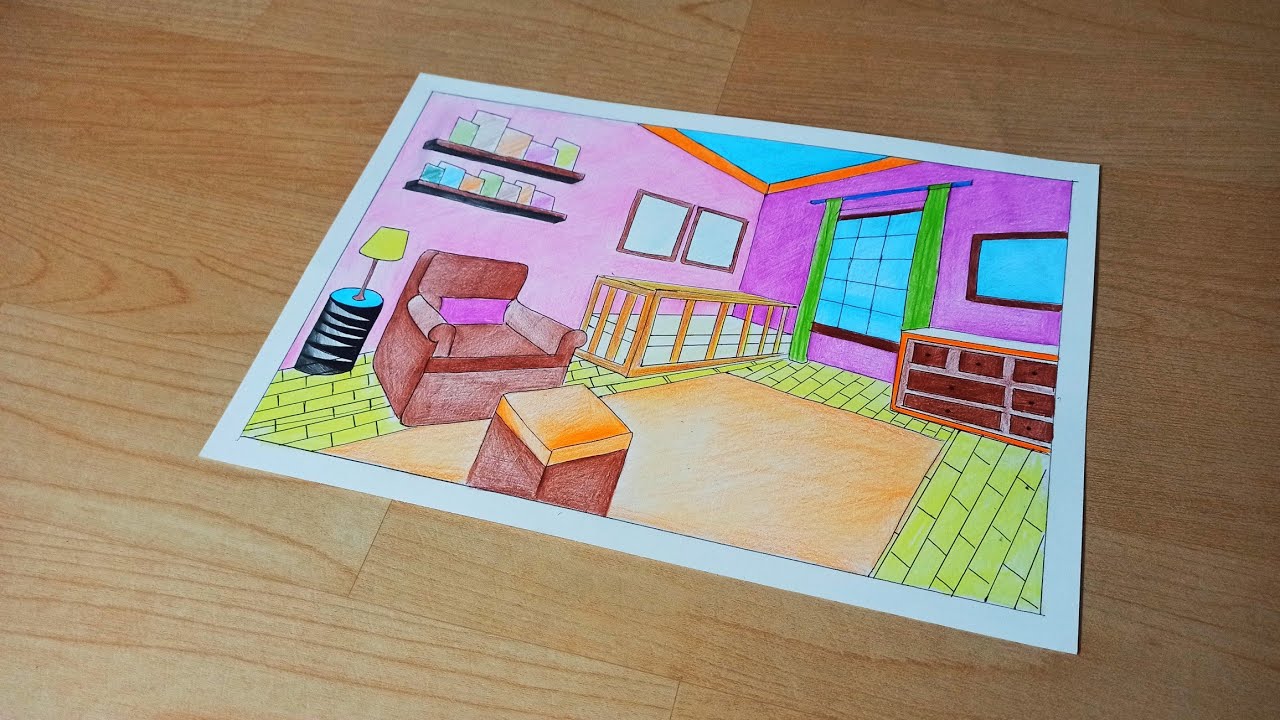 Draw the house inside drawing sketch/interior design drawing sketch ...